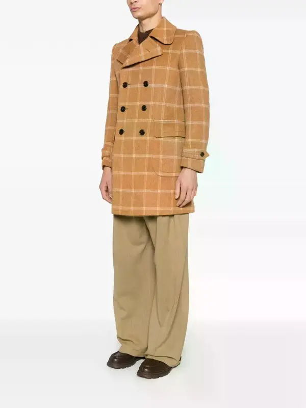 A.N.G.E.L.O. VINTAGE CULT 1970s Checked Double-breasted Coat - Brown