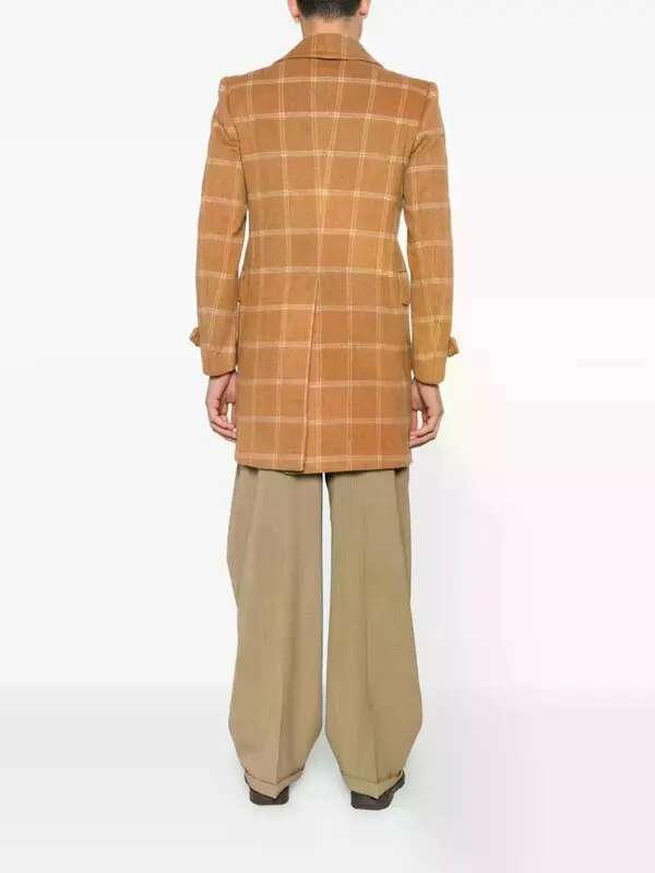 A.N.G.E.L.O. VINTAGE CULT 1970s Checked Double-breasted Coat - Brown