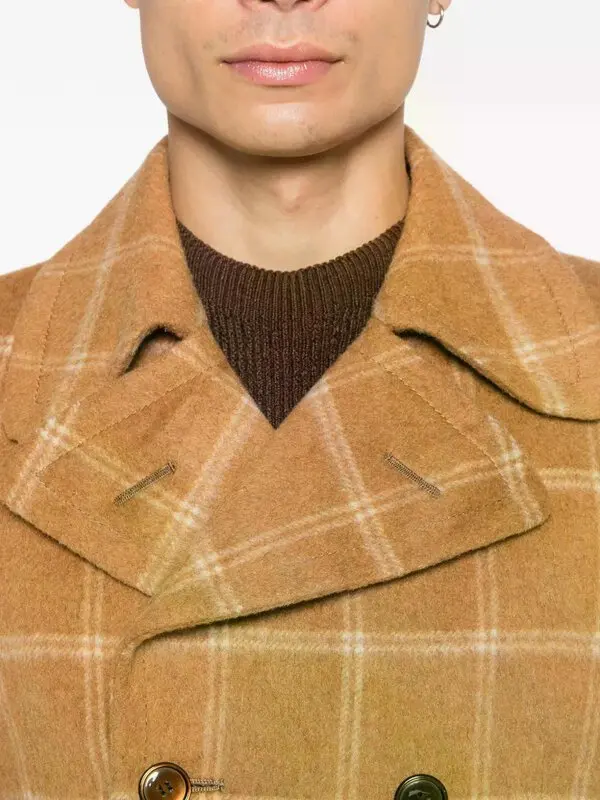A.N.G.E.L.O. VINTAGE CULT 1970s Checked Double-breasted Coat - Brown