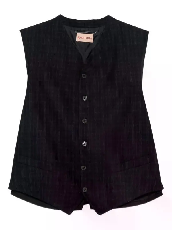 ROMEO GIGLI 1990s Pinstripe Wool Vest - Black