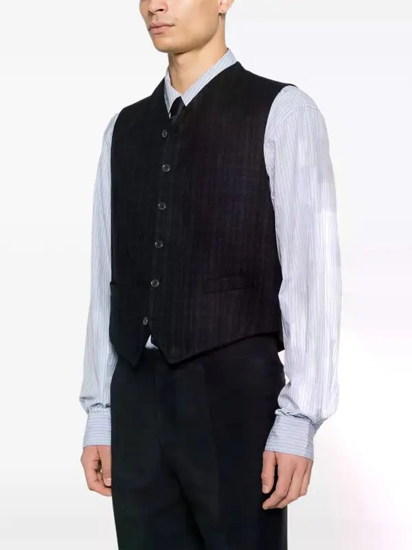 ROMEO GIGLI 1990s Pinstripe Wool Vest - Black