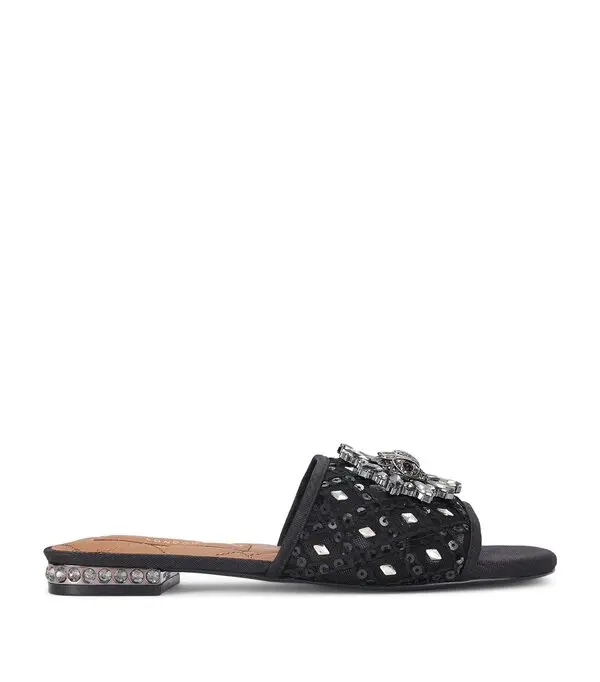 Kurt Geiger Chelsea Embellished Flat Sandals - Black