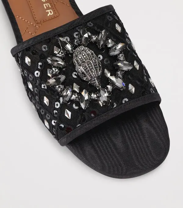 Kurt Geiger Chelsea Embellished Flat Sandals - Black