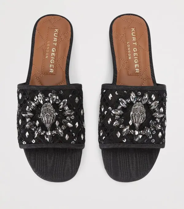 Kurt Geiger Chelsea Embellished Flat Sandals - Black