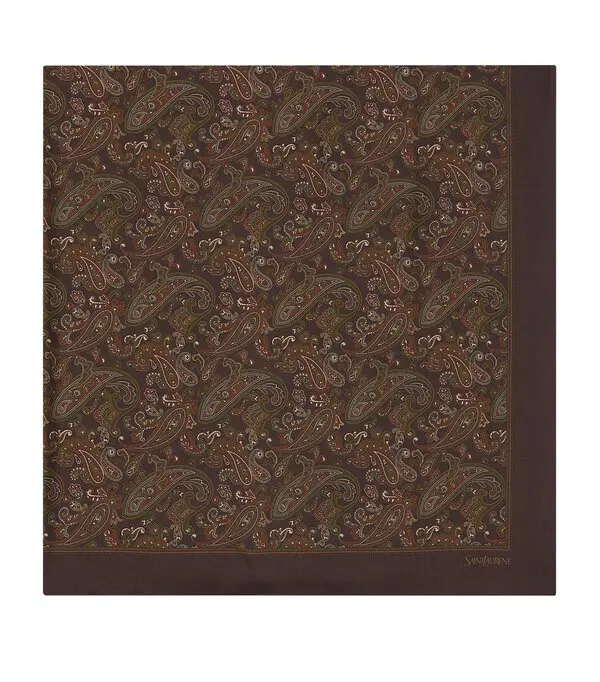 Saint Laurent Silk Paisley Scarf - Brown