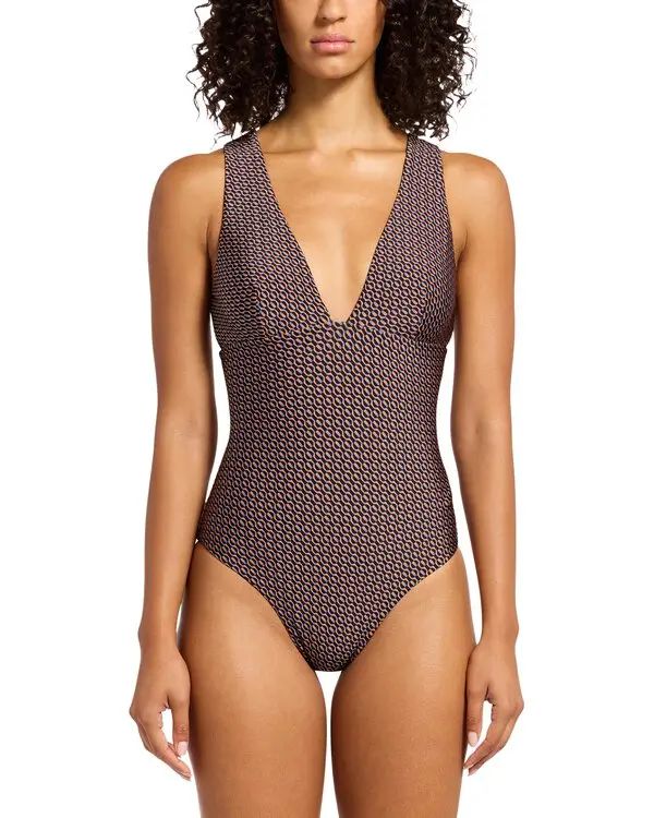 JETS Plunge Neck Shine Swimsuit