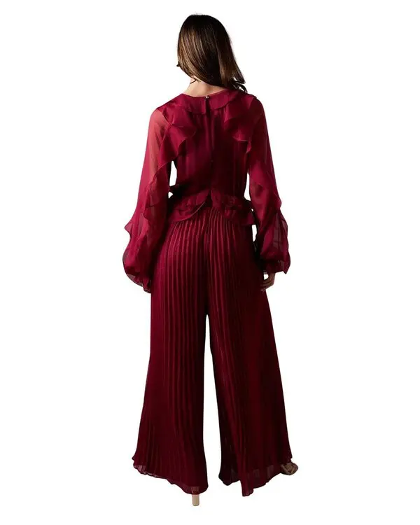 Coast Soft Chiffon Frill Jumpsuit - Berry