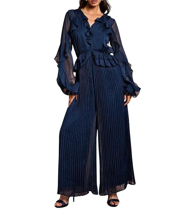 Coast Soft Chiffon Frill Jumpsuit - Navy