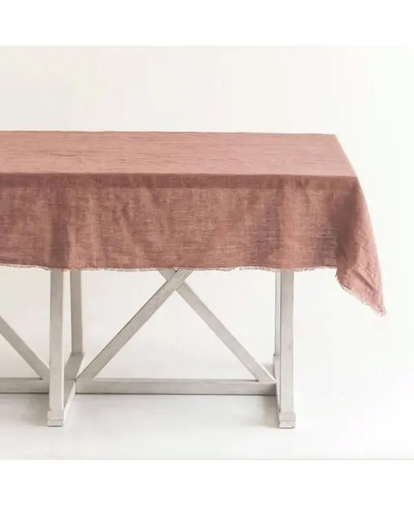 CREATIVE WOMEN Stone Washed Linen Tablecloth - Ash Rose