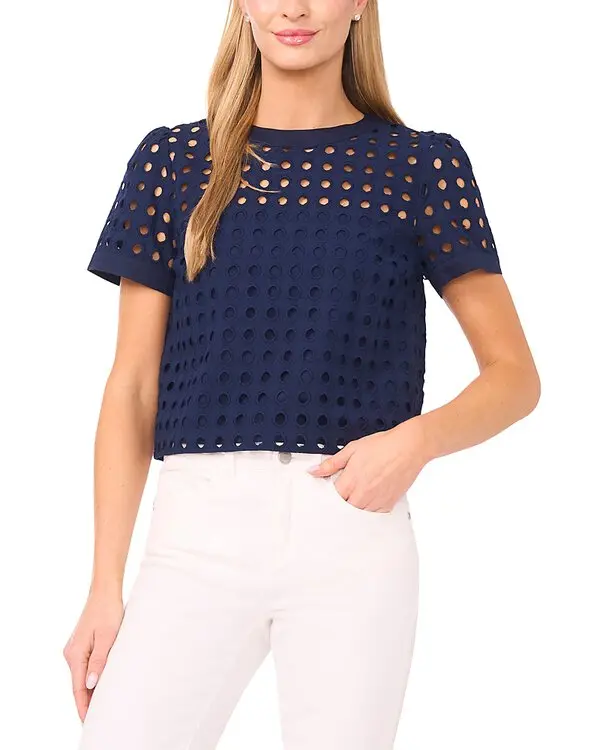 CECE DUPRAZ Circle Eyelet Embroidered Top