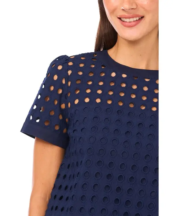 CECE DUPRAZ Circle Eyelet Embroidered Top