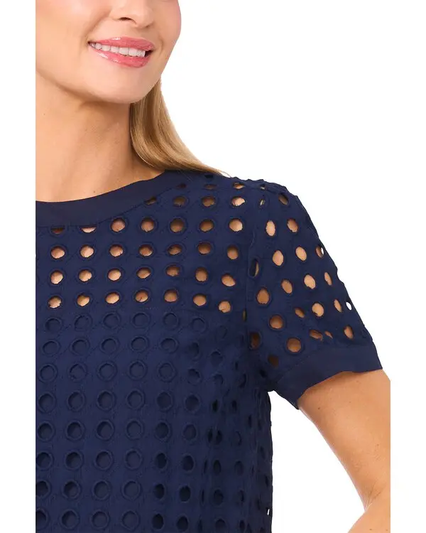 CECE DUPRAZ Circle Eyelet Embroidered Top