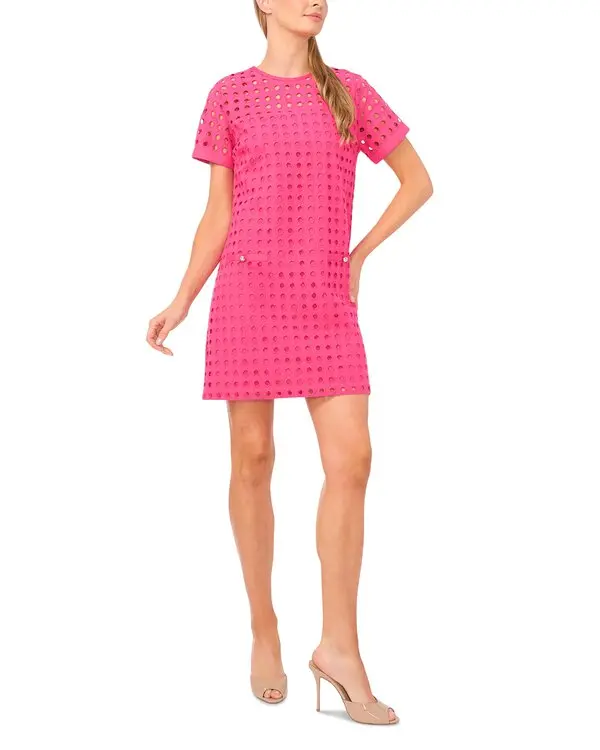 CECE DUPRAZ Circle Eyelet Shift Dress - Pink Taffy