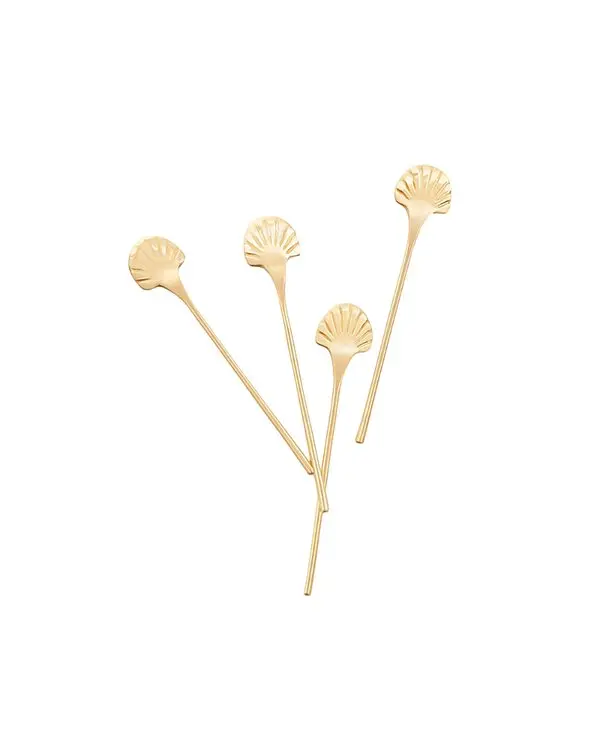 FLECK Seashell Stirrers Set Of 4 - Brass