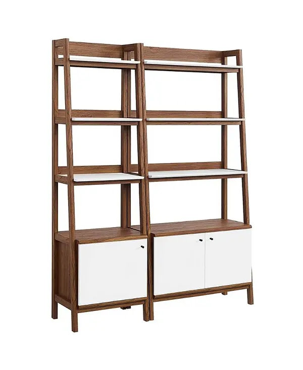 MODWAY Bixby Wood Bookshelves, Set Of 2 - Walnut White