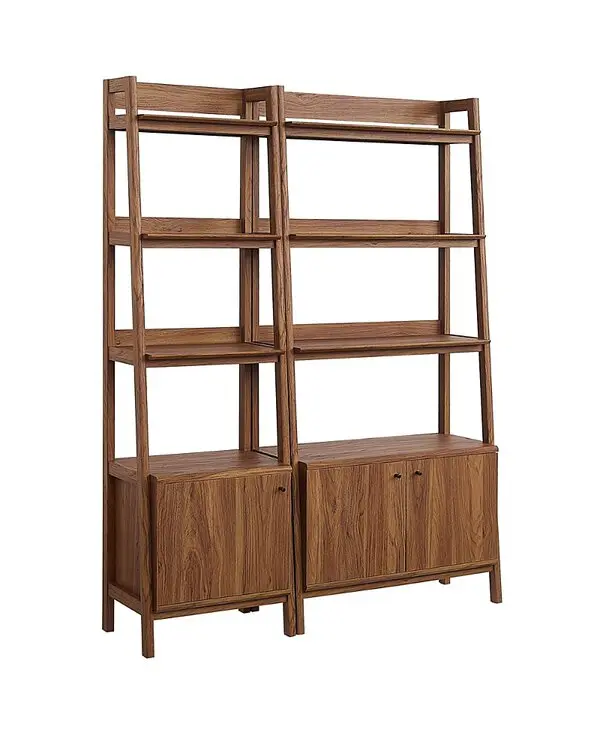 MODWAY Bixby Wood Bookshelves, Set Of 2 - Walnut