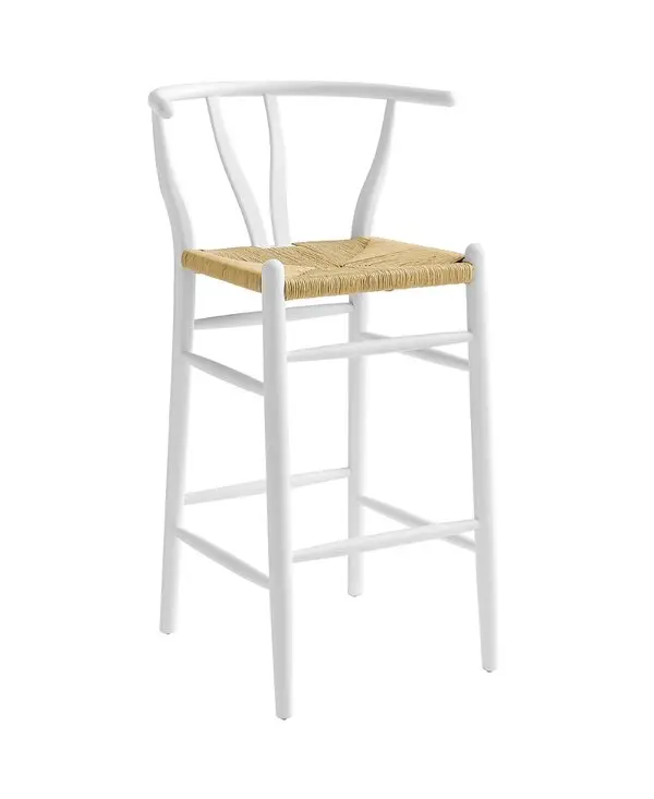 MODWAY Amish Wood Bar Stool - White