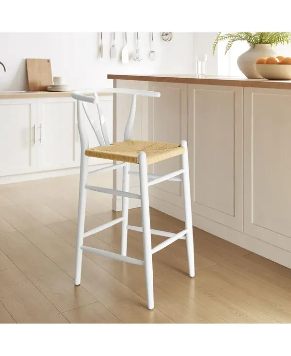 MODWAY Amish Wood Bar Stool - White