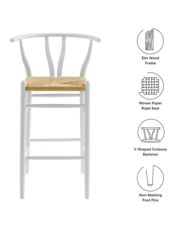 MODWAY Amish Wood Bar Stool - White