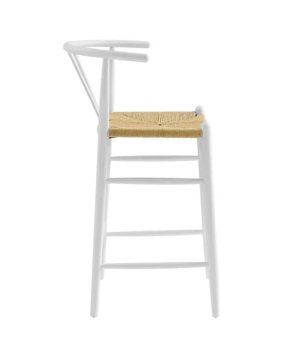MODWAY Amish Wood Bar Stool - White