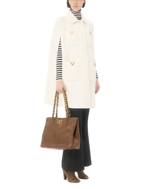 Valentino Garavani Laseine Vlogo Leather Tote Bag