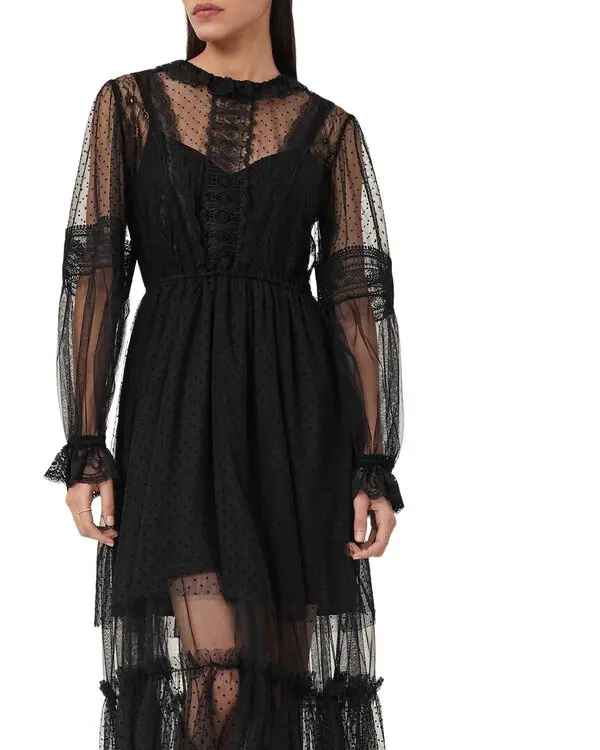 chinese dress ladies AllSaints Womens Devin Dress Black 0 at Amazon Women's Clothing store