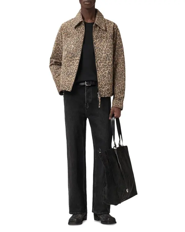 ALLSAINTS Leo Dellcot Leopard Print Jacket - Peanut Brown