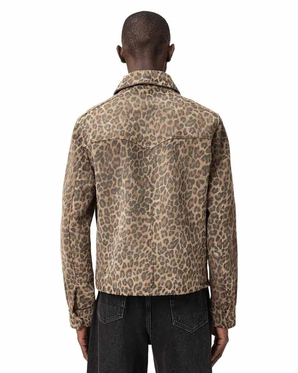 ALLSAINTS Leo Dellcot Leopard Print Jacket - Peanut Brown