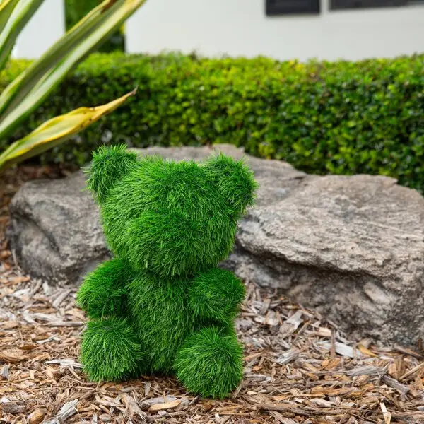 NEARLY NATURAL 14 Uv Resistant Artificial Grass Garden Plush Topiary Bear