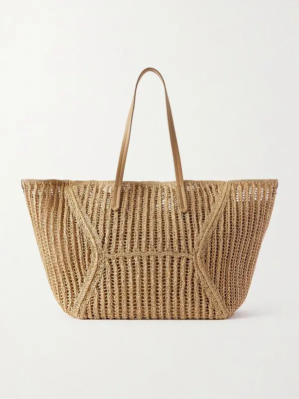 Brunello Cucinelli Leather-trimmed Woven Tote - Neutrals