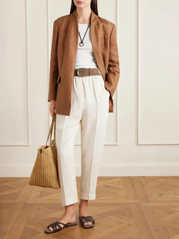 Brunello Cucinelli Leather-trimmed Woven Tote - Neutrals