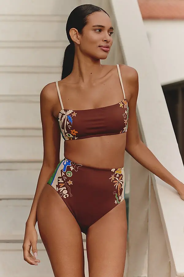 ALEMAIS Maroc High-rise Bikini Bottom - Brown Pattern