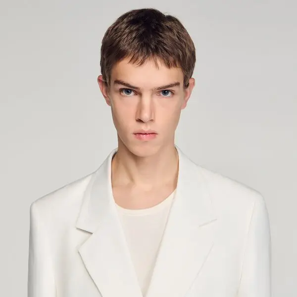 Sandro Double-breasted Linen Suit Jacket