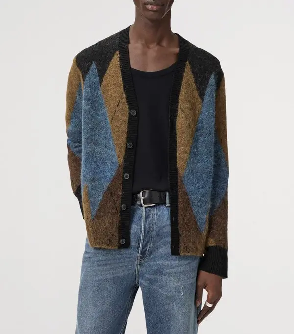 ALLSAINTS Jacquard Bernie Cardigan - Brown