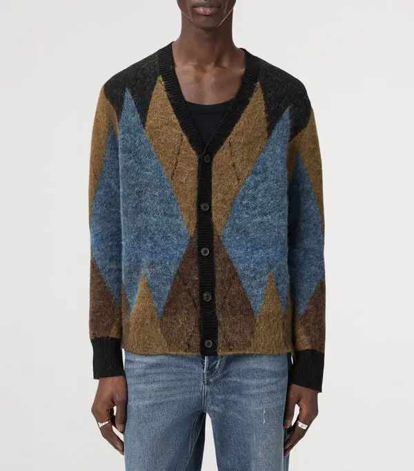 ALLSAINTS Jacquard Bernie Cardigan - Brown