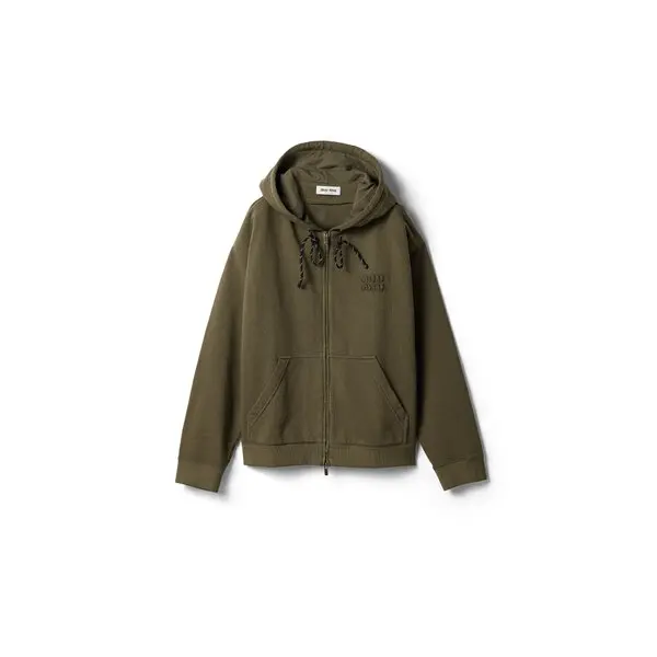 Miu Miu Garment-dyed Hoodie Jacket