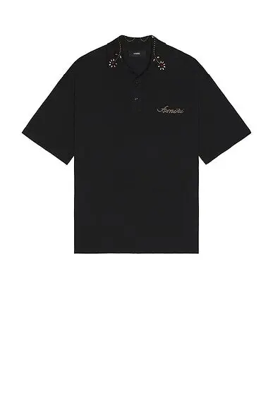Amiri Stud Collar Oversized Polo