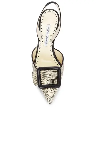 Manolo Blahnik Maysli 70 Buckled Embossed Slingback Pumps - Black