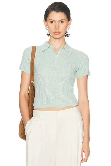 Guest In Residence Shrunken Polo Top - Seaglass