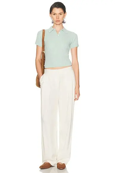 Guest In Residence Shrunken Polo Top - Seaglass