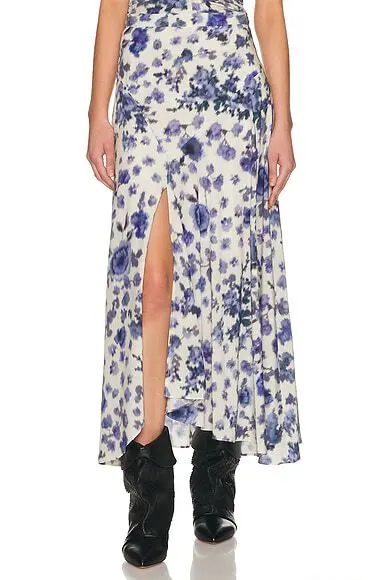Isabel Marant Étoile Sakura Floral Print Silk Blend Skirt