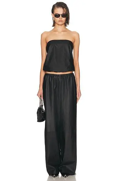 Alexander Wang Strapless Leather Bubble Top