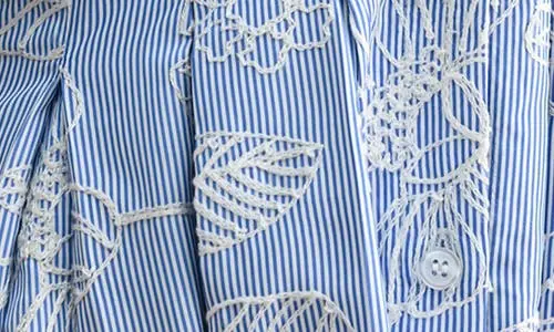 QUINCY MAE Embroidered Stripe Midi Shirtdress