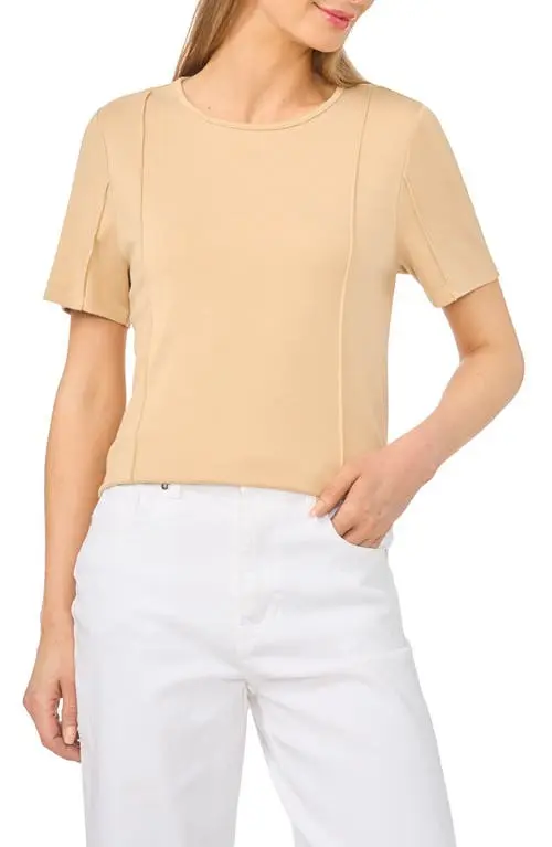 Halogen Princess Seam Short Sleeve Top - Pebble