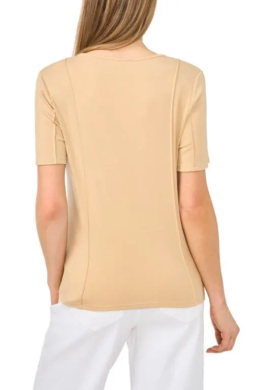 Halogen Princess Seam Short Sleeve Top - Pebble