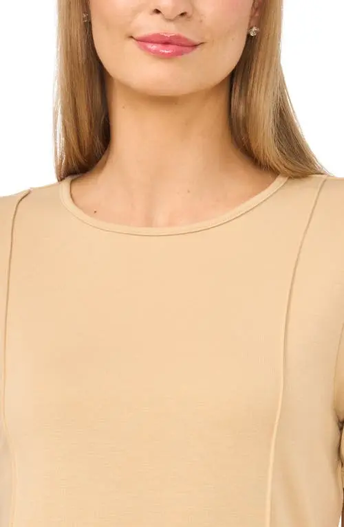 Halogen Princess Seam Short Sleeve Top - Pebble