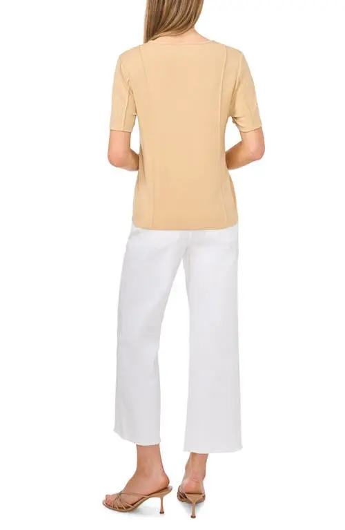 Halogen Princess Seam Short Sleeve Top - Pebble
