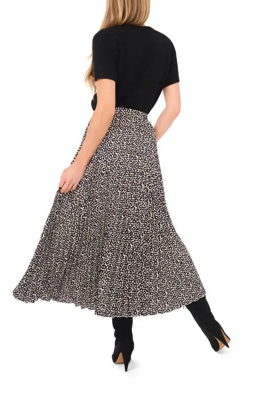 Halogen Floral Dot Pleated A-line Skirt - Birch