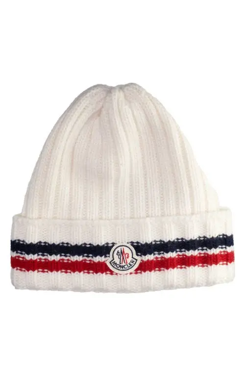 Moncler Ribbed Wool Beanie - White
