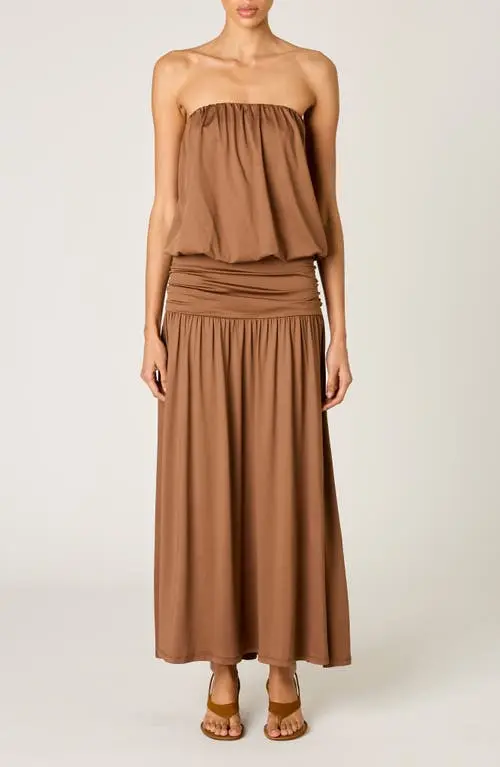 NIA La Cienega Strapless Blouson Maxi Dress - Sable